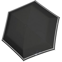 Knirps® Taschenregenschirm Rookie manual, black reflective, für Kinder; mit umlaufendem, reflektierendem Band, schwarz