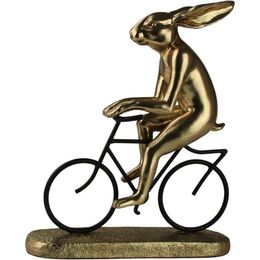 AM Design Osterhase Osterfigur, Hase auf Fahrrad, Frühjahrsdeko (1 St), Osterdekoration, Dekofigur, goldfarben|schwarz
