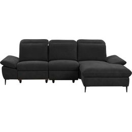 Places of Style Ecksofa Amalfi L-Form, mit verstellbaren Kopfstützen und Armlehnen, schwarz