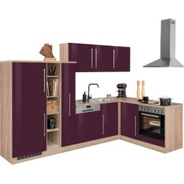 Kochstation Winkelküche KS-Samos, ohne E-Geräte, Stellbreite 290/170 cm, lila