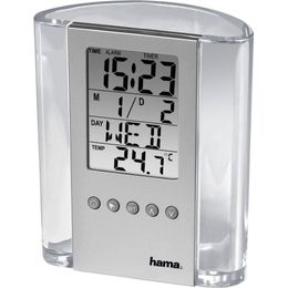 Hama LCD-Thermometer und Stifthalter Innenwetterstation, silberfarben