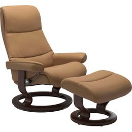 stressless® Relaxsessel View (Set, Relaxsessel mit Hocker), mit Classic Base, Größe S,Gestell Braun, beige