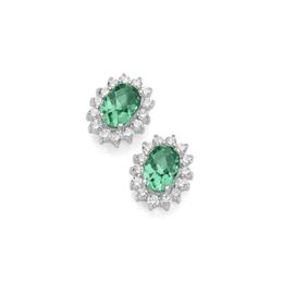 Smart Jewel Paar Ohrstecker elegant, farbige Steine und weiße Zirkonia, Silber 925, grün