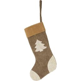 Home Affaire Nikolausstiefel Socke Rüschegg, Dekohänger zum Befüllen (1 St), Weihnachtsdeko, 24x25 cm, beige|braun