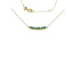 Firetti Collier Schmuck Geschenk Gold 585 Halsschmuck Halskette Goldkette Navette, mit Smaragden und Brillanten, gelb|goldfarben|grün|weiß