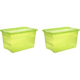 keeeper Organizer cornelia (Set, 2 St), Aufbewahrungsbox, 52 L, mit Deckel und Schiebeverschluss, Kunststoff, grün