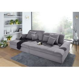 Mr. Couch Big-Sofa Biarritz, Wahlweise mit Kopfteilverstellung und RGB-LED-Beleuchtung, grau