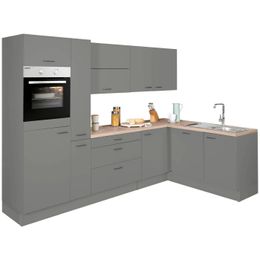Optifit Winkelküche Elga, Premium-Küche mit Soft-Close-Funktion, Stellbreite 265 x 175 cm, grau