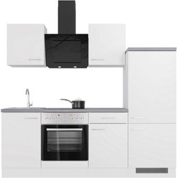 Flex-Well Küche Kopenhagen, mit E-Geräten, Breite 220 cm, in vielen Farbvarianten erhältlich, grau|weiß