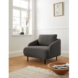 Andas Sessel Bendik, Füße aus schwarzem Metall, Design by Morten Georgsen, braun|grau