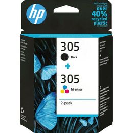 HP 305 2er-Pack 6ZD17AE, Cyan/Magenta/Gelb/Schwarz Nachfülltinte (für HP, Packung, 2x, Instant Ink, Druckerpatrone original, Kombi), bunt|gelb|schwarz