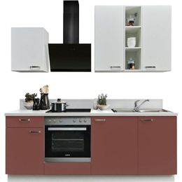 Express Küchen Express Küchen Küchenzeile Bari, Soft-Close-Funktion und Vollauszug, vormontiert, Breite 220 cm, rot|weiß