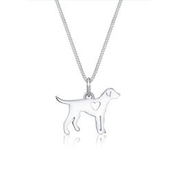 Elli Kette mit Anhänger Hund Dog Herz Tierfreund Cut-Out 925 Silber, silberfarben