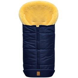 Heitmann Felle Fußsack Eisbärchen - Premium Winterfußsack, mit echtem Lammfell, für Kinderwagen & Buggy, 6 Gurtschlitze, waschbar, blau