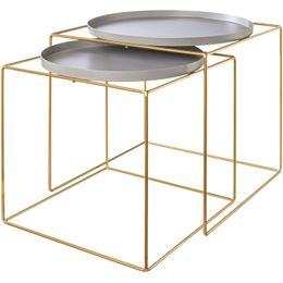 Creativ deco Beistelltisch (Set, 2-St), im 2er Set, im Nesting-Design, aus Metall, Höhe ca. 47 und 42 cm, goldfarben|grau