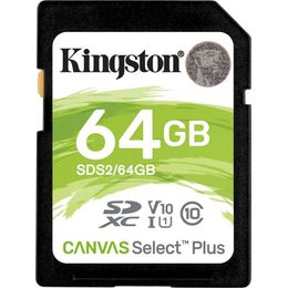 Kingston Canvas Select Plus SD 64GB Speicherkarte (64 GB, UHS-I Class 10, 100 MB/s Lesegeschwindigkeit), schwarz