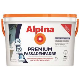 Alpina Wand- und Deckenfarbe Premium Fassadenfarbe weiß, matt, 10 Liter, weiß