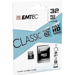 Emtec microSDClass10 Classic Speicherkarte (32 GB, Class 10, 30 MB/s Lesegeschwindigkeit), schwarz
