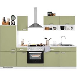 Wiho-Küchen wiho Küchen Küchenzeile Husum, mit E-Geräten, Breite 280 cm, grün|weiß