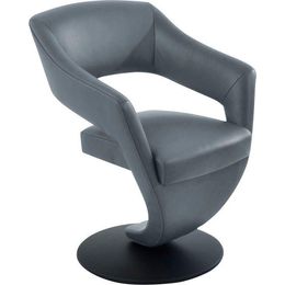 K+w Komfort & Wohnen K+W Komfort & Wohnen Drehstuhl Kansas, Design Leder-Drehsessel mit hohem Sitzkomfort, Drehteller in schwarz, blau