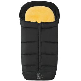 Heitmann Felle Fußsack Eisbärchen - Komfort 2 in 1 Winterfußsack, mit Lammfell-Einlage, für Kinderwagen und Buggy, waschbar, schwarz