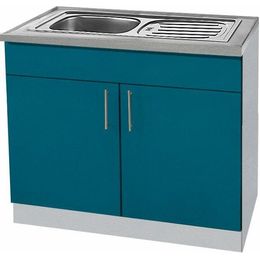 Wiho-Küchen wiho Küchen Spülenschrank Kiel 100 cm breit, blau|grau