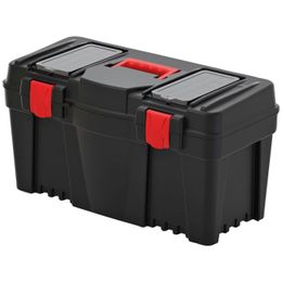 Prosperplast Werkzeugbox CALIBER, 59,7x28,5x32 cm, inkl. Einsatz, rot|schwarz
