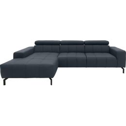 DOMO collection Ecksofa Cunelli L-Form, wahlweise inklusive 6-fach verstellbarer Kopfteilverstellung, grau