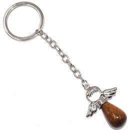 Firetti Schlüsselanhänger Schmuck Geschenk, Engel, Schutzengel, mit Aventurin oder Tigerauge, braun