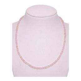 Firetti Collier Schmuck Geschenk Halsschmuck Halskette Edelstein Farbstein Quarz, Made in Germany - mit Rosenquarz, rosa|silberfarben