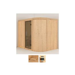 Karibu Sauna Thyra 4, BxTxH: 231 x 170 x 198 cm, 68 mm, (Set) ohne Ofen, beige