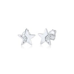 Elli DIAMONDS Paar Ohrstecker Stern Star Diamanten (0.03 ct) Stecker 925 Silber, silberfarben
