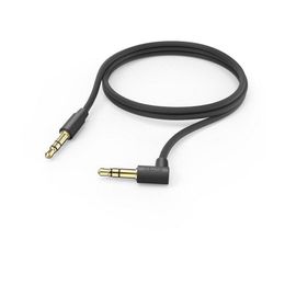 Hama Aux Kabel 3,5 mm Klinke, 90° Winkelstecker, 1,0 m, Schwarz Audio-Kabel, (100 cm), schwarz