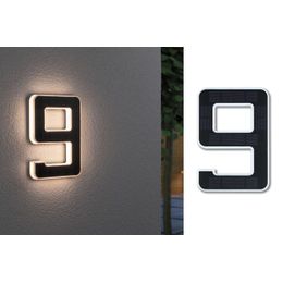 Paulmann LED Außen-Wandleuchte Solar Hausnummer, LED fest integriert, Warmweiß, LED-Modul, Hausnummern, Buchstaben wählbar, Akku wechselbar, schwarz