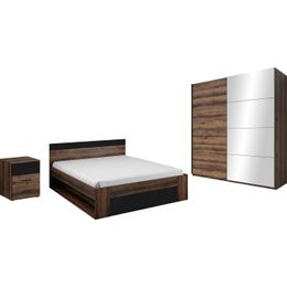 Helvetia Schlafzimmer-Set Beta, (4-St), wahlweise in 3 Farben und 2 Bettgrößen, schwarz