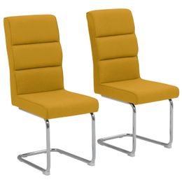 Inosign Freischwinger Lano, im 2er Set, Sitz gepolstert, Gestell aus Metall, Sitzhöhe 50 cm, gelb