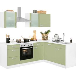Wiho-Küchen wiho Küchen Winkelküche Husum,ohne E-Geräte Stellbreite 220 x 170 cm, grün|weiß