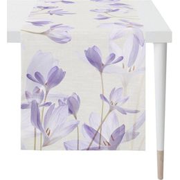 Apelt Tischläufer 6508 SPRINGTIME, Frühjahrsdeko, Frühling (1-tlg), Digitaldruck, grau|lila|weiß