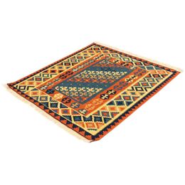 Wollteppich Kelim - Oriental quadratisch - 105 x 100 cm - mehrfarbig, morgenland, quadratisch, Höhe: 6 mm, Wohnzimmer, Einzelstück, bunt