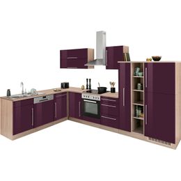 Kochstation Winkelküche KS-Samos, ohne E-Geräte, Stellbreite 340/220 cm, lila