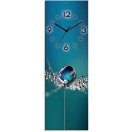 Artland Wanduhr Glasuhr Pusteblume Tautropfen blau (wahlweise mit Quarz- oder Funkuhrwerk, lautlos ohne Tickgeräusche), blau