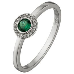 Jobo Fingerring, 925 Silber mit 19 Zirkonia grün und weiß, grün