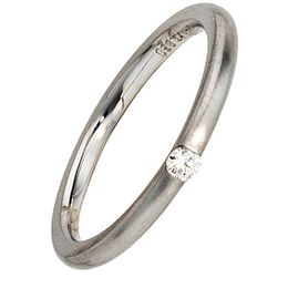 Jobo Solitärring Ring mit Diamant 0,06 ct., 950 Platin, silberfarben