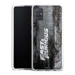 DeinDesign Handyhülle Film Tyre Tracks on Asphalt, Samsung Galaxy A51 Silikon Hülle Bumper Case Handy Schutzhülle, weiß