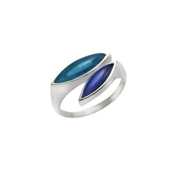 JAMELLI Fingerring 925/- Sterling Silber Quarz blau (beh), weiß