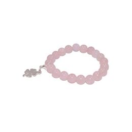 Firetti Armband Schmuck Geschenk, Charm Kleeblatt, Made in Germany - mit Rosenquarz oder Aventurin, rosa|silberfarben