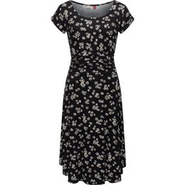 Ragwear Sommerkleid Ivone leichtes Jersey-Kleid mit stylischer Raffung, schwarz