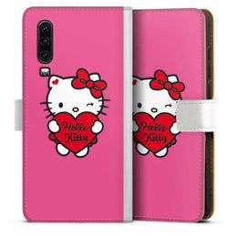 DeinDesign Handyhülle Hello Kitty Fanartikel Herz Hello Kitty - Sweet Heart, Huawei P30 Hülle Handy Flip Case Wallet Cover Handytasche Leder, weiß