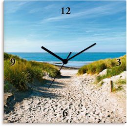 Artland Wanduhr Strand mit Sanddünen und Weg zur See (wahlweise mit Quarz- oder Funkuhrwerk, lautlos ohne Tickgeräusche), beige