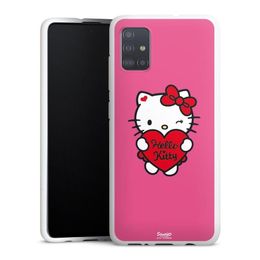 DeinDesign Handyhülle Hello Kitty Fanartikel Herz Hello Kitty - Sweet Heart, Samsung Galaxy A51 Silikon Hülle Bumper Case Handy Schutzhülle, weiß